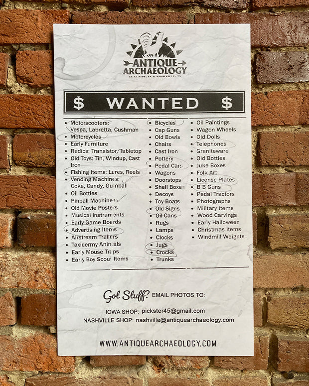 WANTED List Poster | Antique Archaeology