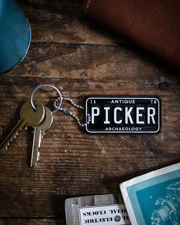 Picker License Plate Matte Keychain | Antique Archaeology