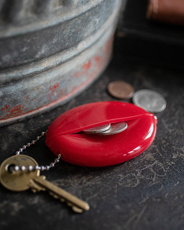 Red Rubber Coin Purse Keychain | Antique Archaeology